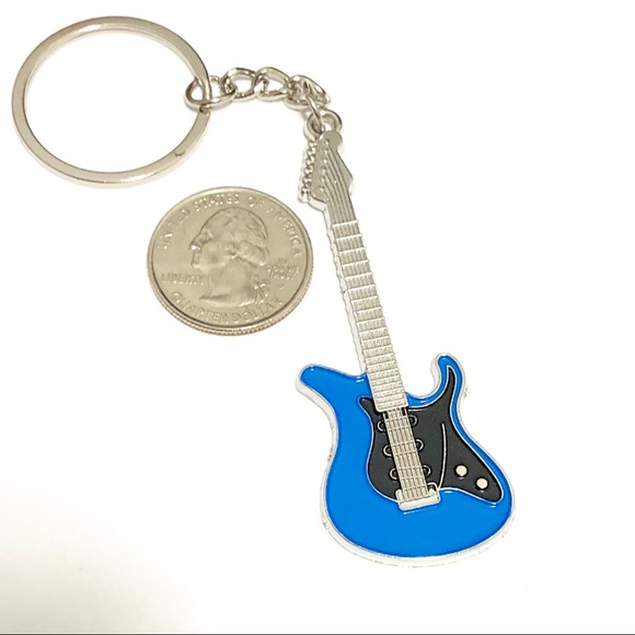 Accessories | Guitar Keychain Silver Tone And Enamel Colors | Poshmark
